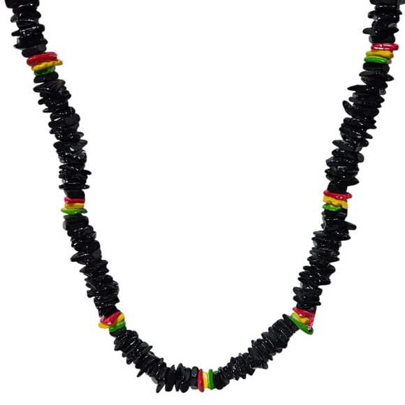 Unbranded | Accessories | Black Rasta Color Chipped Puka Shell Necklace ...
